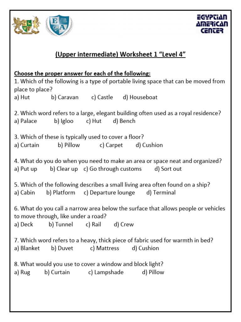 Upper Intermediate Worksheet 1 L4 | PDF