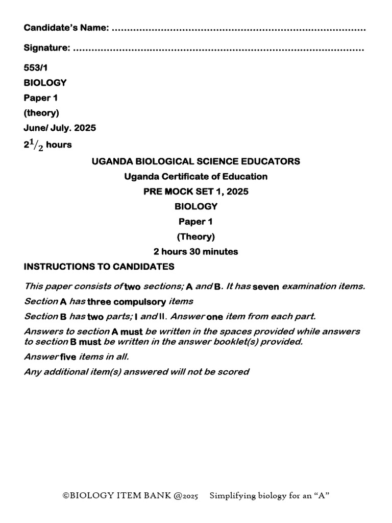 Ubse Uce Bio 1 Premock Set 1 | PDF | Blood Type | River