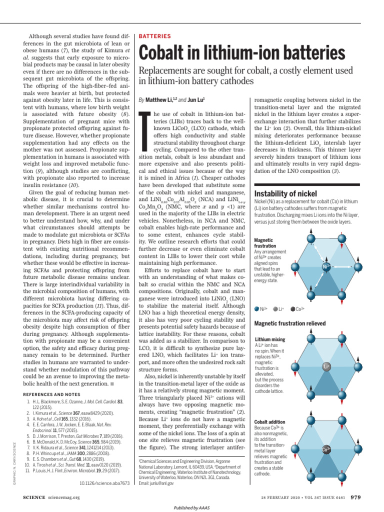 Cobalt's Role in Lithium-Ion Batteries | PDF | Lithium Ion Battery ...
