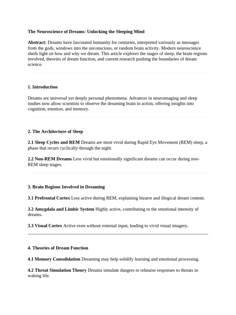 The Neuroscience of Dreams | PDF | Dream | Rapid Eye Movement Sleep