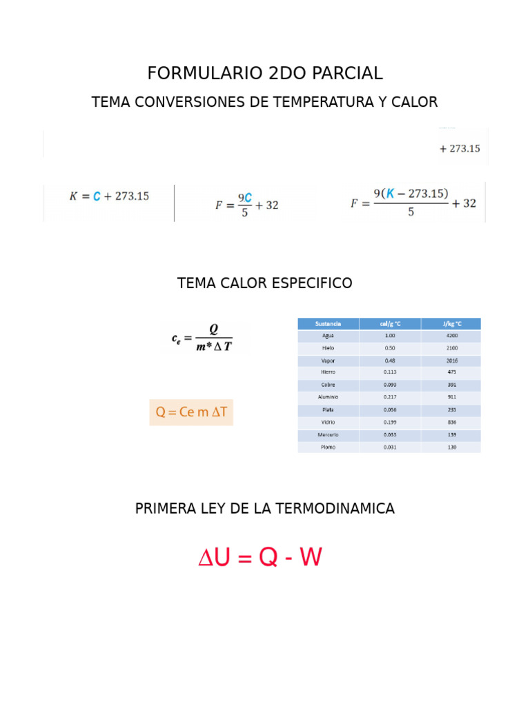 Formulario 2do Parcial-1 | PDF