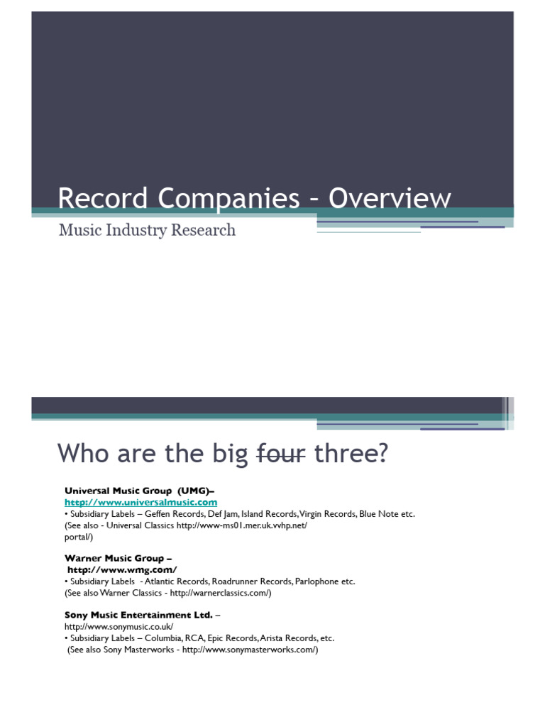 Overview of Major Record Companies | PDF | Record Label | Music ...