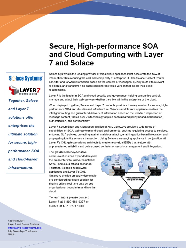 Secure Soa And Cloud Computing With Layer 7 And Solace Service Oriented