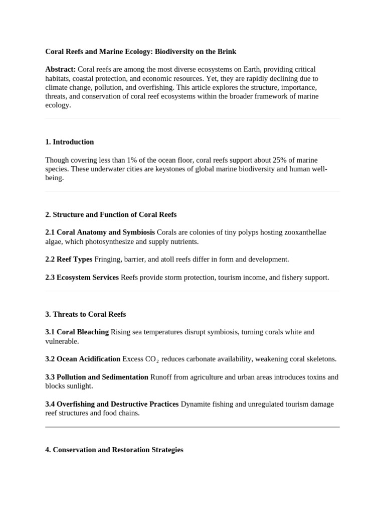 Coral Reefs and Marine Ecology | PDF | Coral Reef | Coral