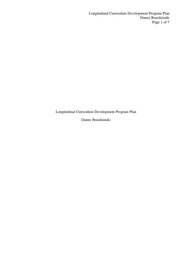 Longitudinal Curriculum Development Program Plan | PDF | Classroom ...