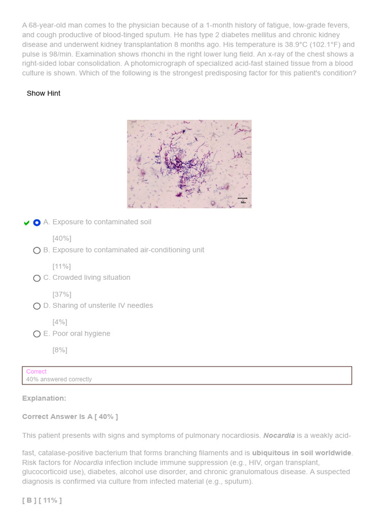 Question 12 of 40 (44 - 06) | PDF | Pneumonia | Infection