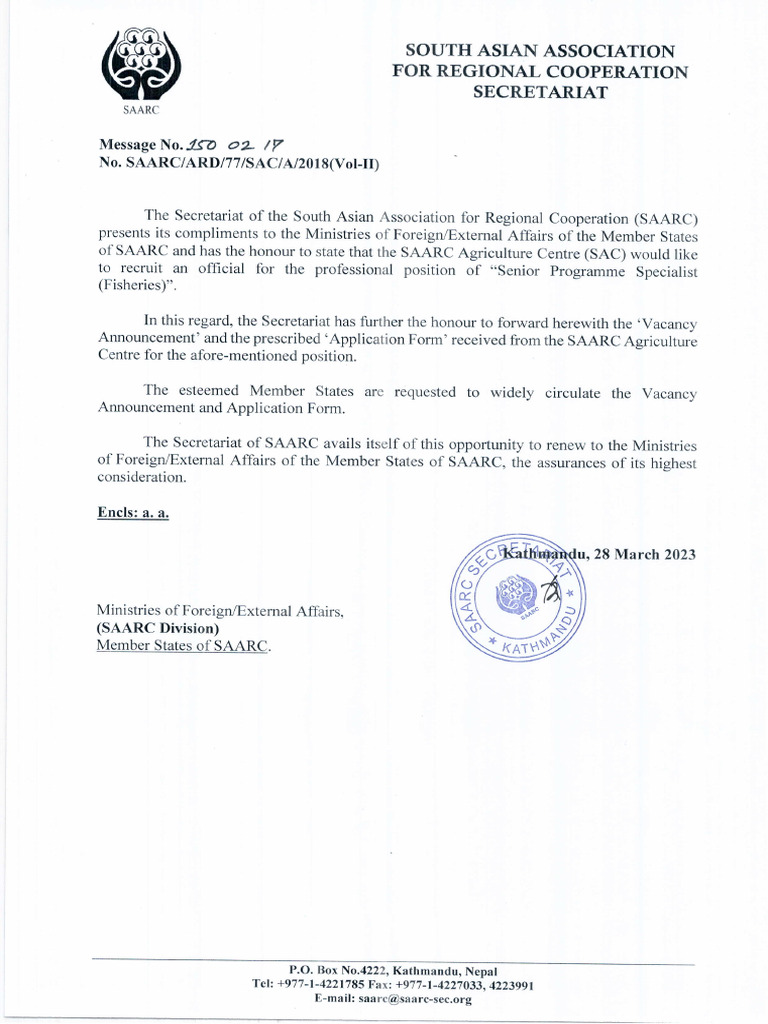 Vacancy for Senior Program Specialist | PDF