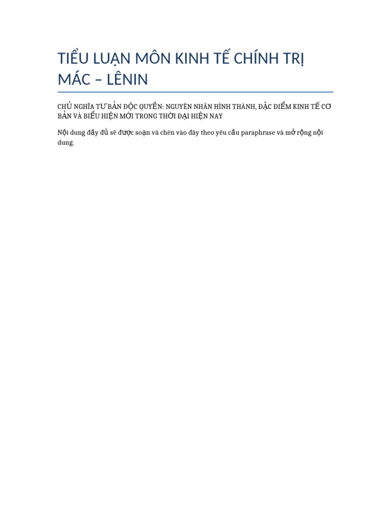TieuLuan KTCT MacLenin | PDF