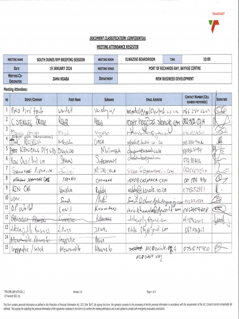 Briefing Session Attendance Register of Bidders | PDF