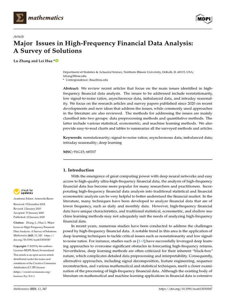 Mathematics 13 00347 | PDF | Wavelet | Time Series