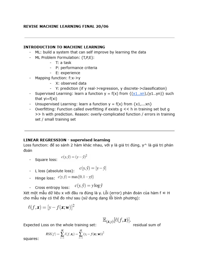 Revise Machine Learning Final 20 - 06 | PDF | Support Vector Machine | Cluster Analysis