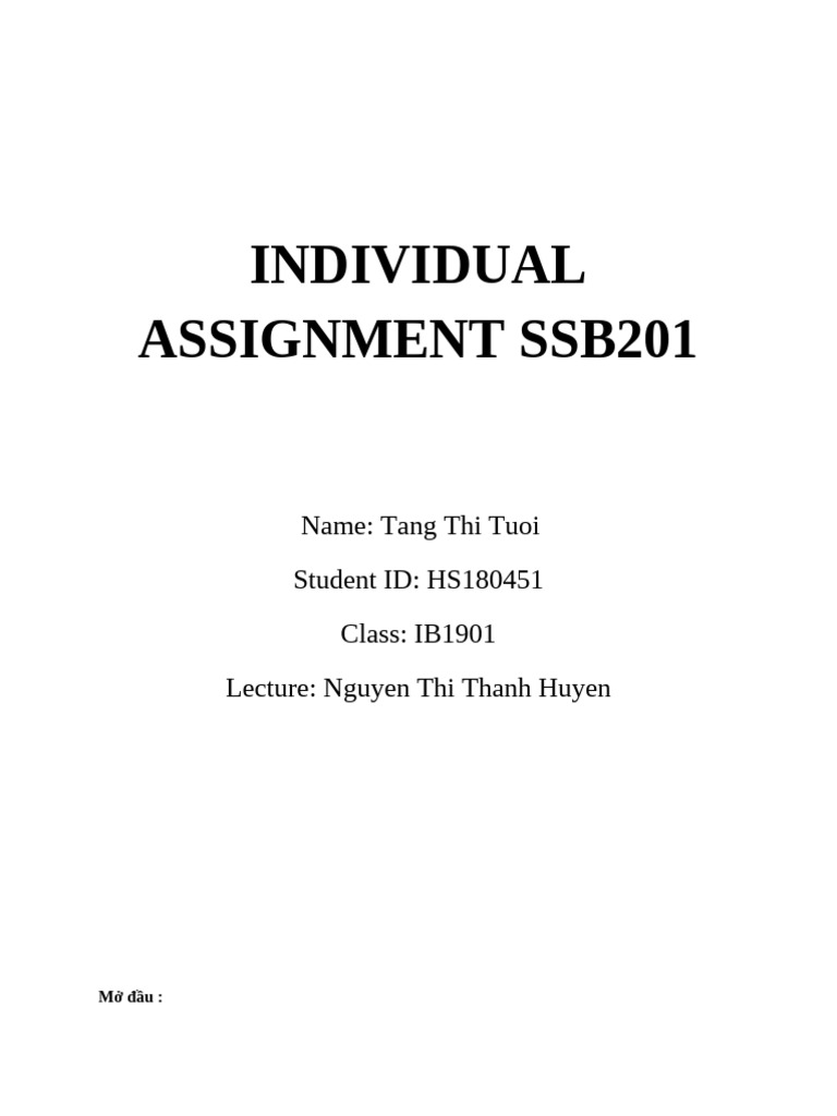Individual Assigment Ssb201 | PDF