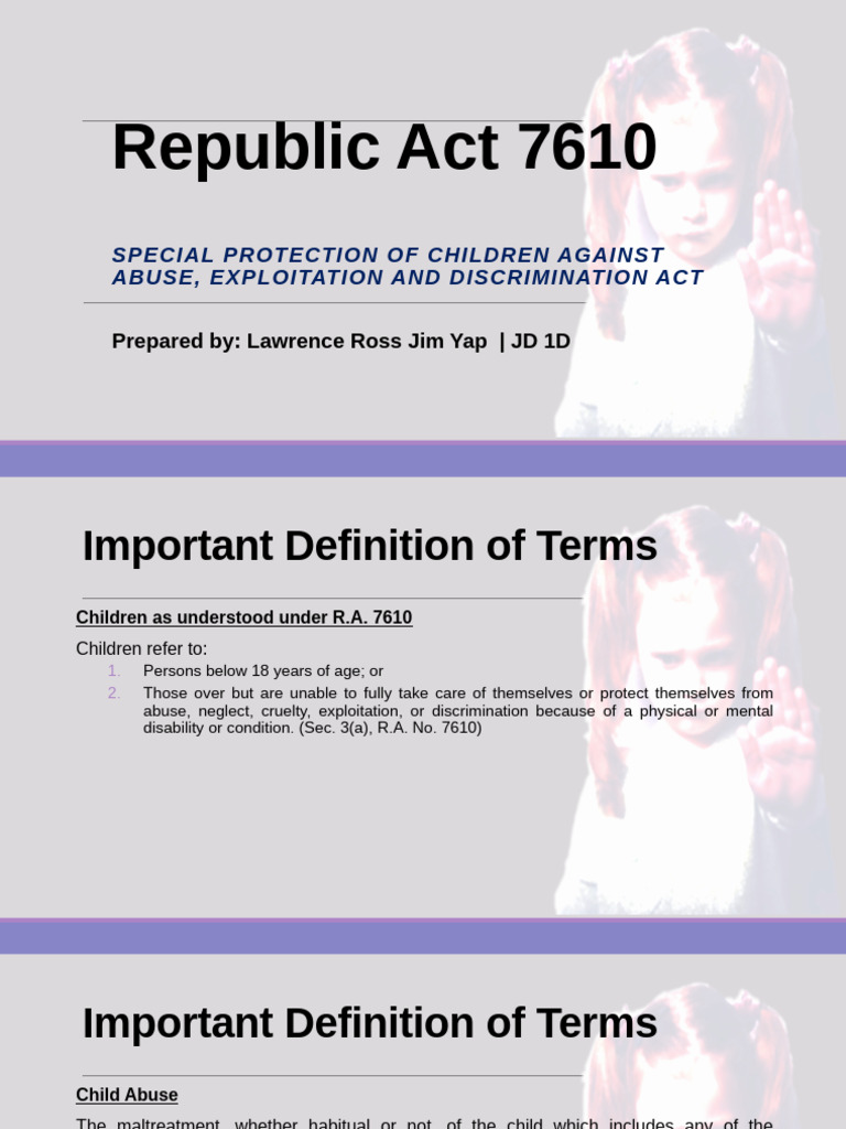 Child Protection Under RA 7610 & 11648 | PDF | Child Abuse | Rape