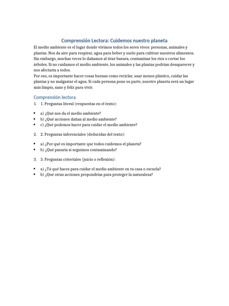 Preguntas sobre el medio ambiente | PDF