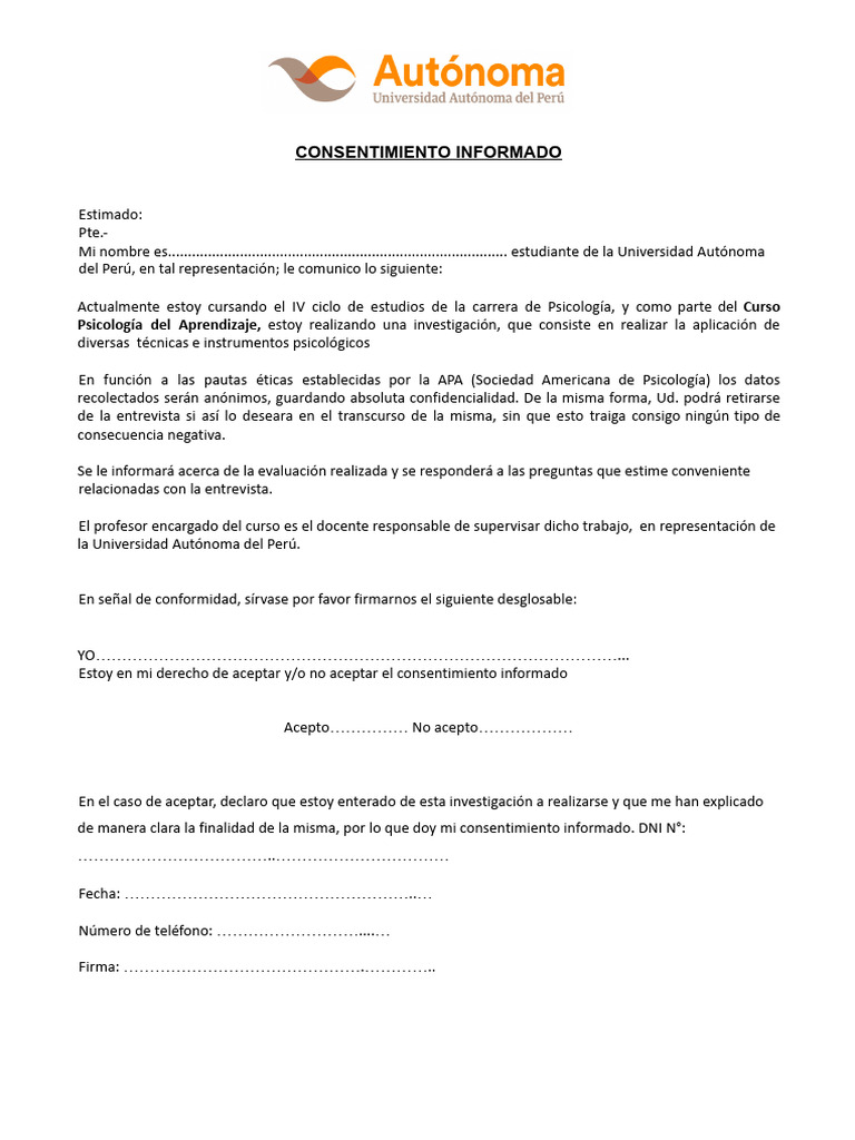 Modelo Consentimiento InformadO | PDF