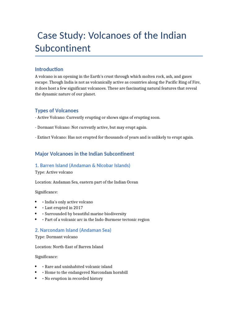 Volcanoes of the Indian Subcontinent | PDF | Volcano | Types Of ...