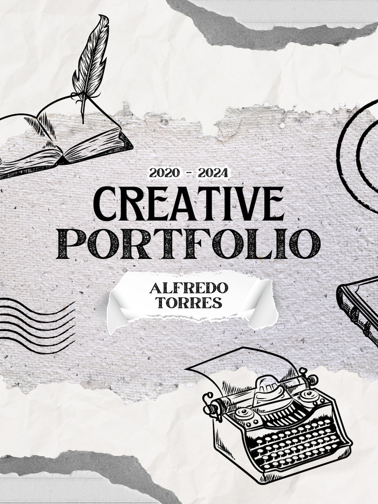 Black and White Vintage Creative Portfolio Cover A4 Document | PDF