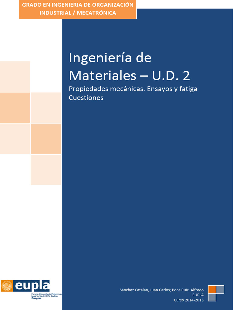 IMateriales UD02 Cuestiones | PDF | Fatiga (material) | Deformación ...