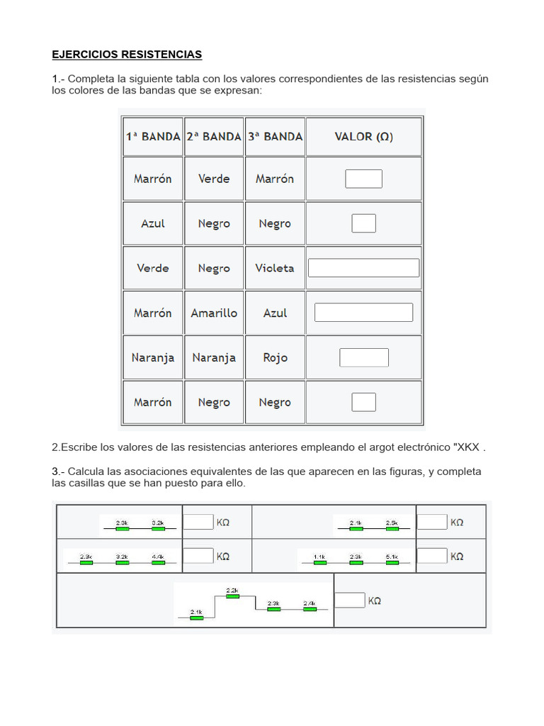 Ejercicios Resistencias y Ley de Ohm | PDF