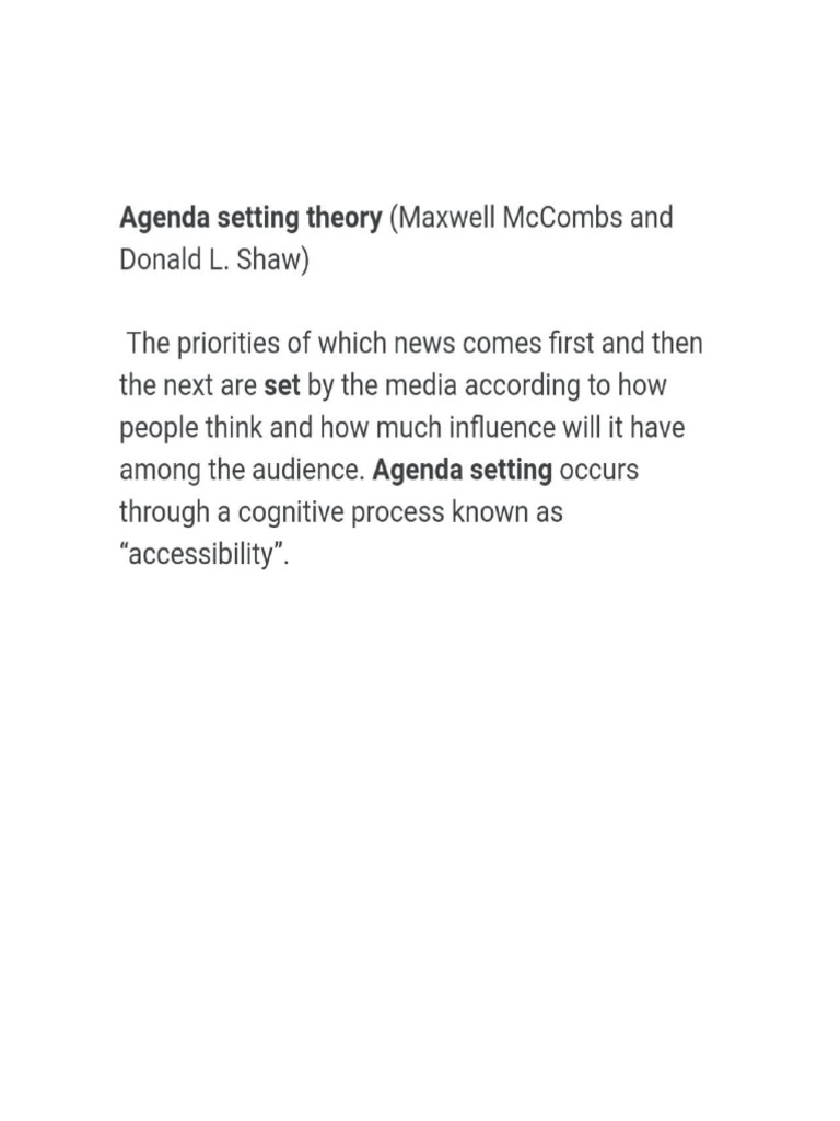 Agenda Setting Theory | PDF