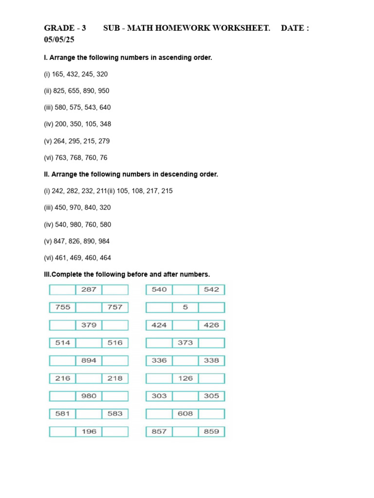 Holiday Homework Grade 3 - 05 May 25 | PDF