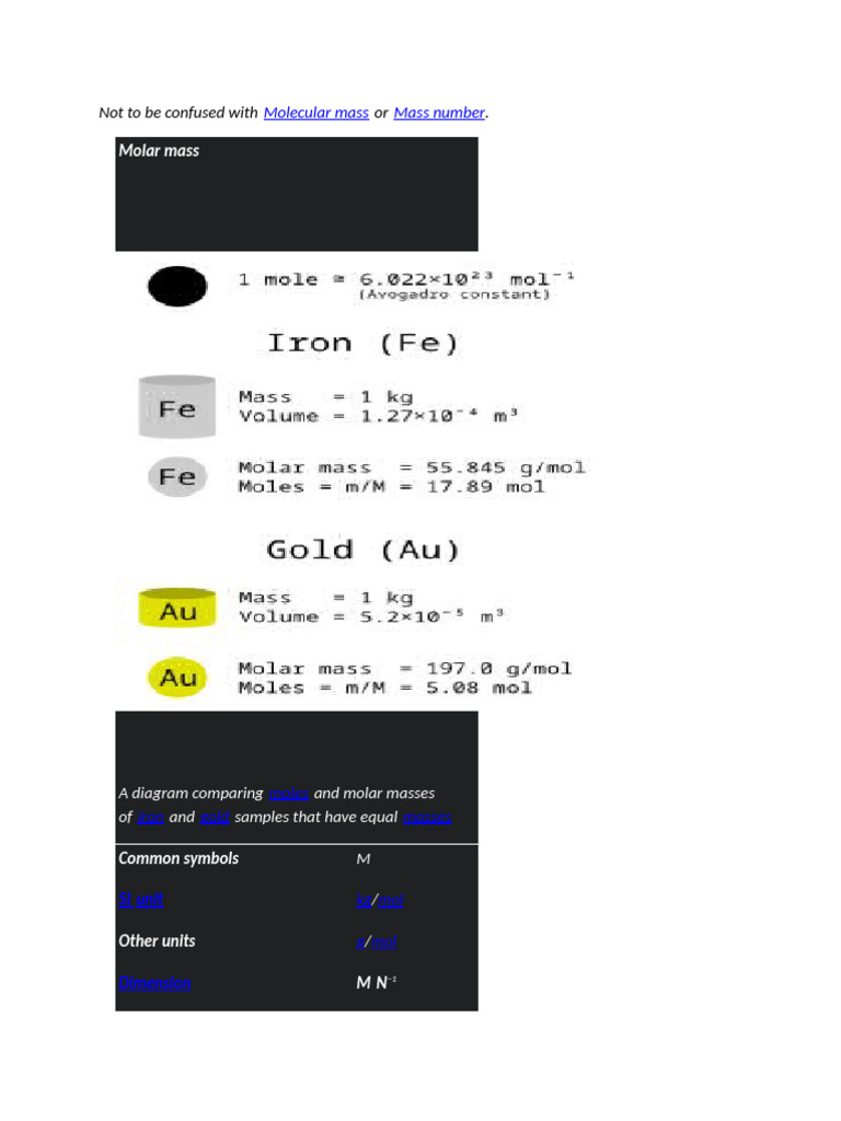 Not To Be Confused With | PDF | Mole (Unit) | Molecular Mass
