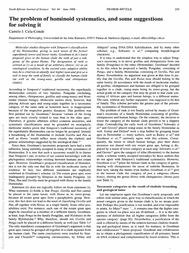 Revising Hominid Taxonomy and Cladistics | PDF | Hominini | Hominidae