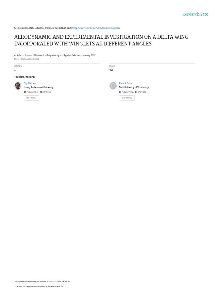 Aerodynamic and Experimental Investigation On A Delta Wing Incorporated ...