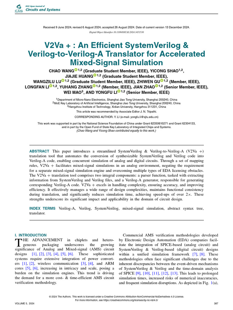 V2vaanefficientsystemverilogampverilog To Verilog Atranslatorforacceleratedmixed