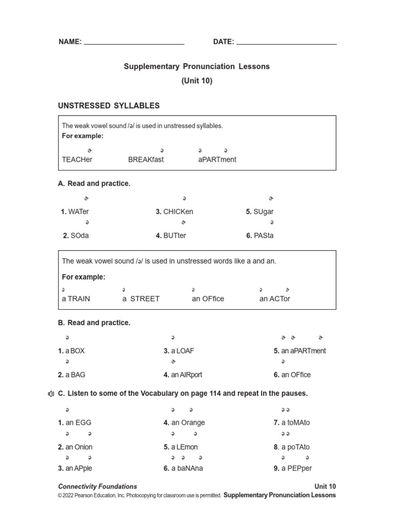 Supplementary Pronunciation Lessons | PDF | Stress (Linguistics)