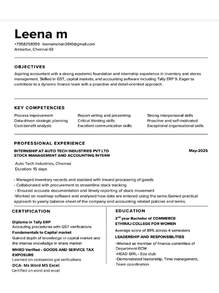 Leena ECW Resume | PDF