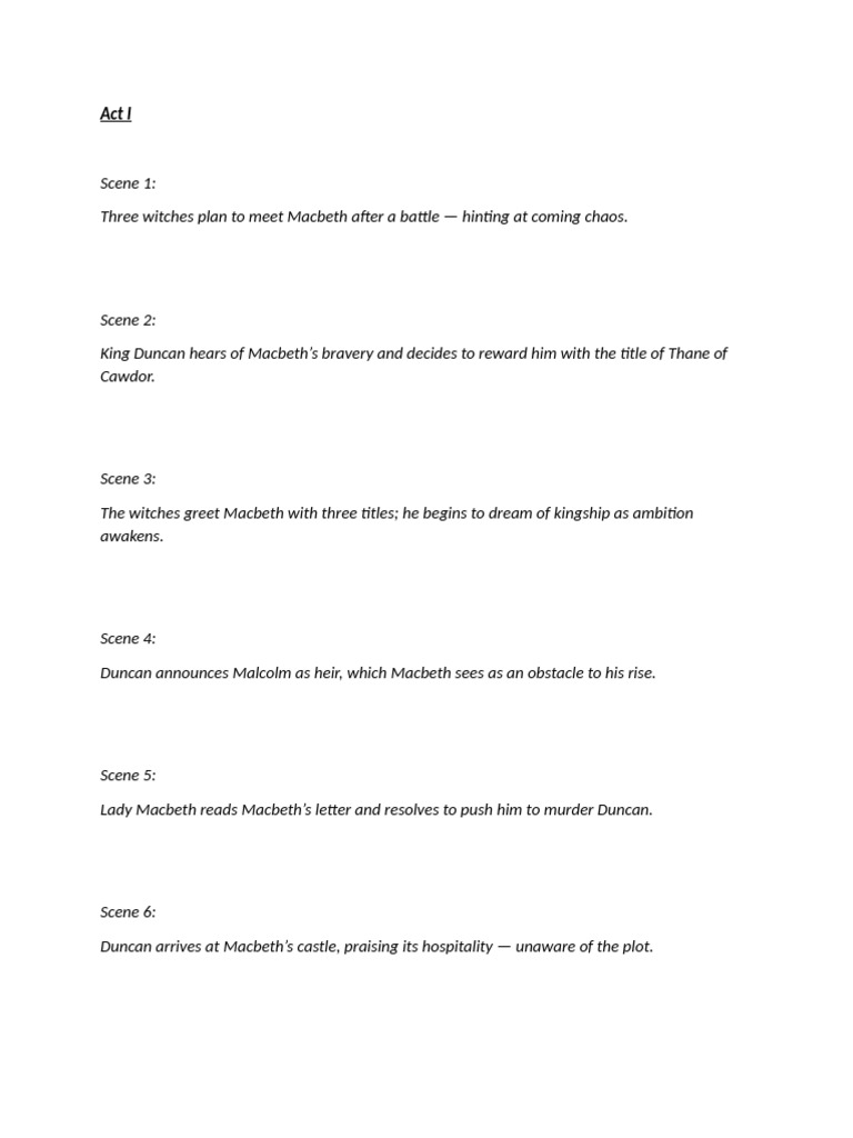 Macbeth Actwise Scenewise | PDF