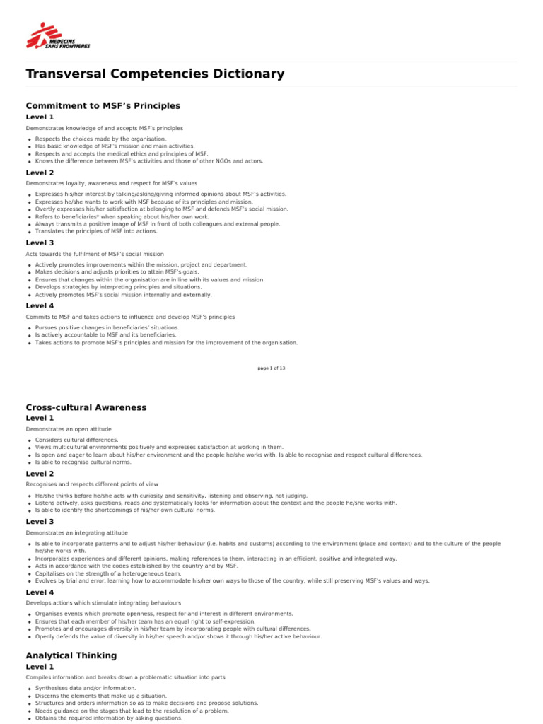 Transversal Competencies Dictionary | PDF | Securities | Communication