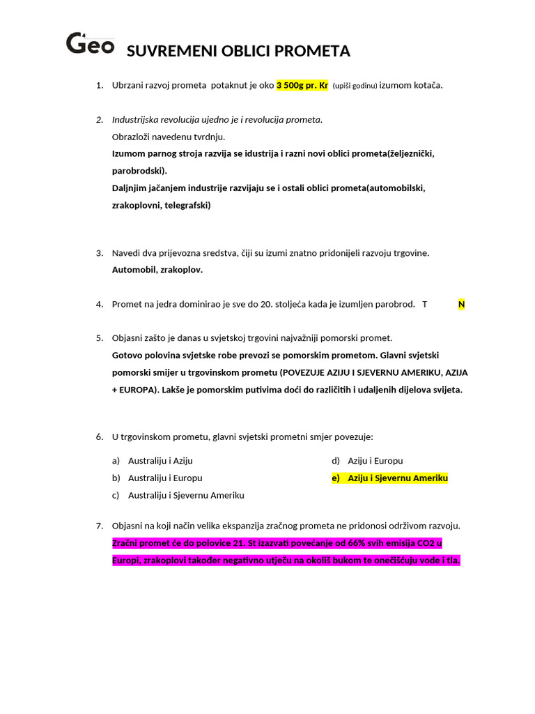 Suvremeni Oblici Prometa | PDF