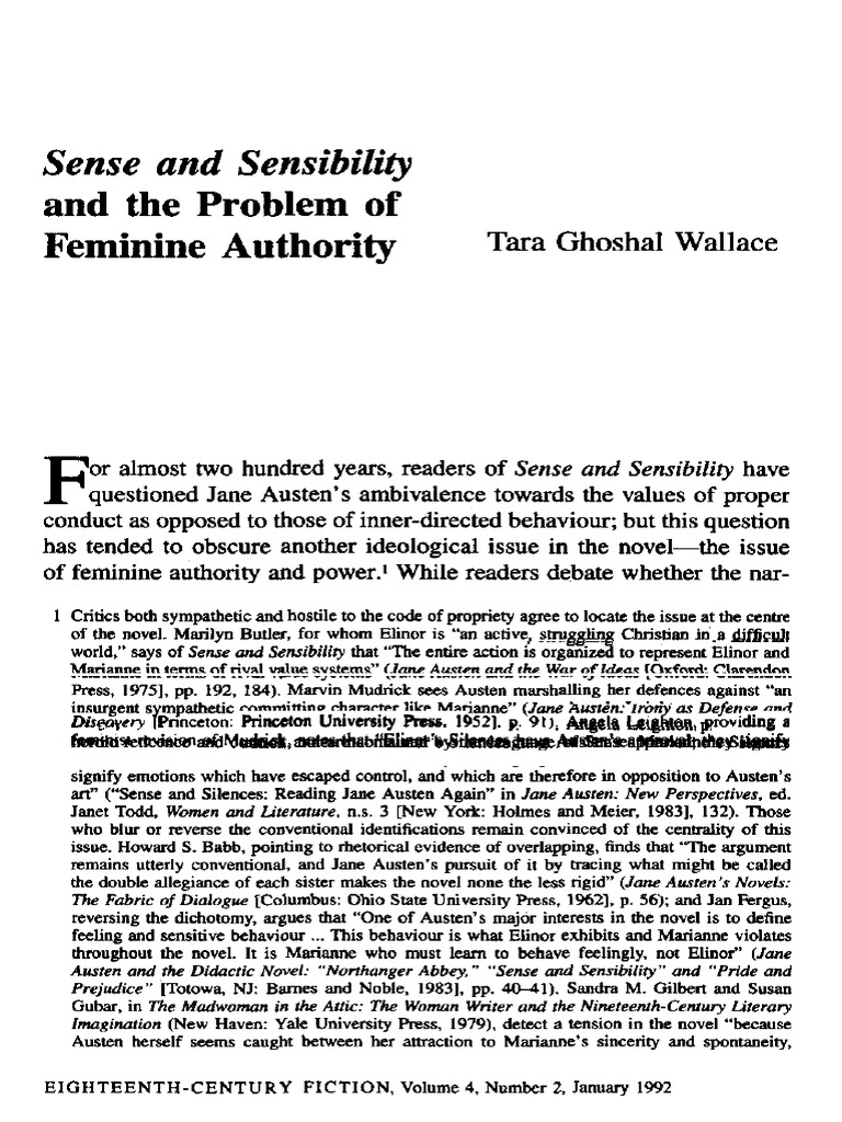 Wallace | PDF | Sense And Sensibility | Elinor Dashwood