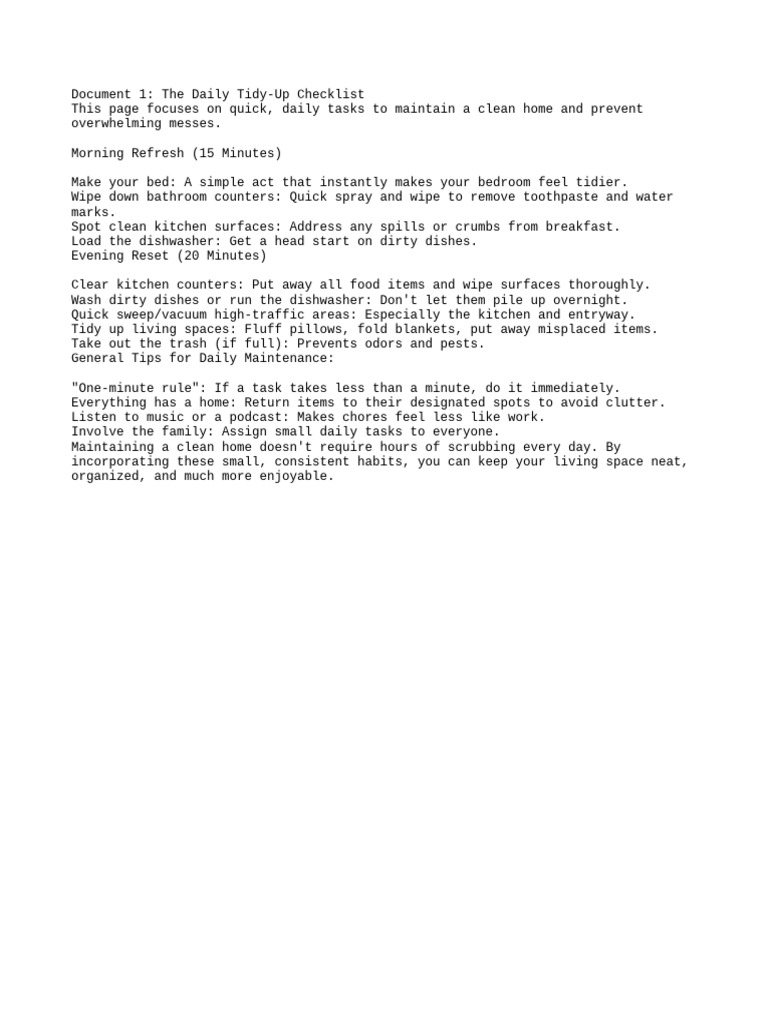 Daily Cleaning in 20 Minutes | PDF