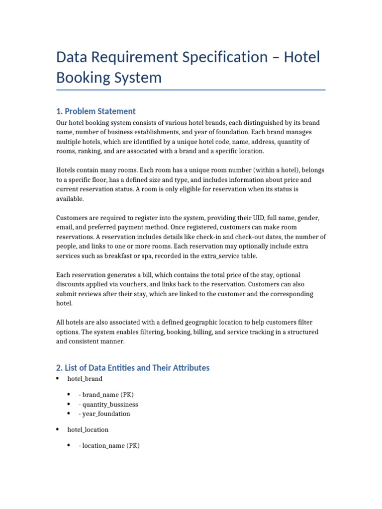 Hotel Data Requirement Specification | PDF | Brand | Voucher