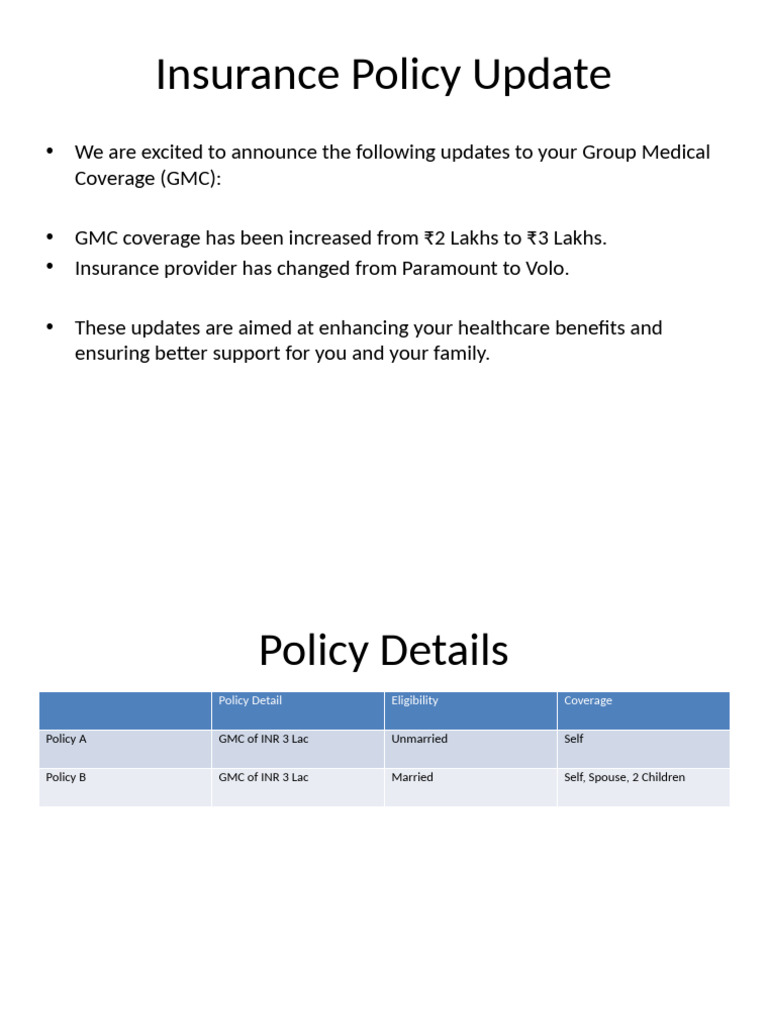 Insurance Policy Update | PDF
