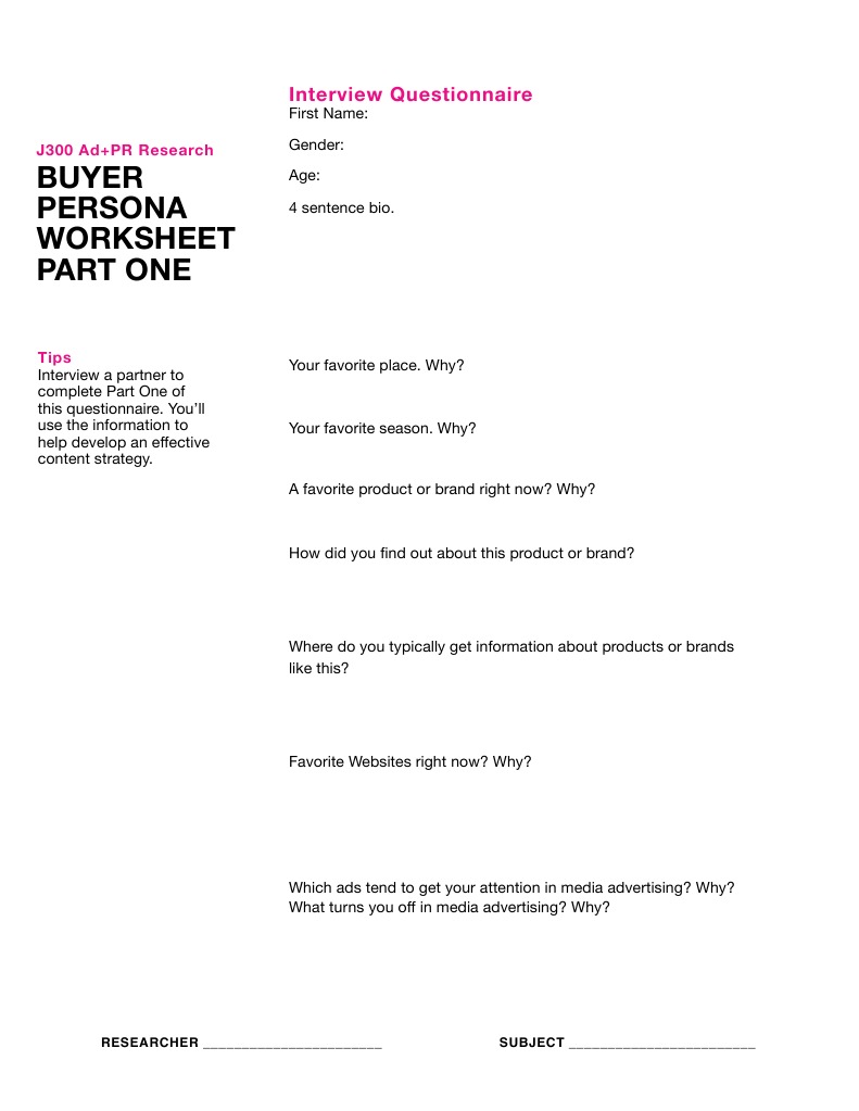 Buyer Persona Worksheet | PDF