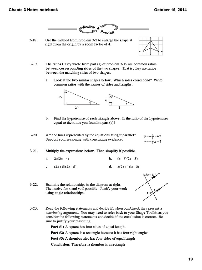 CPM Algebra1 Chapter 3 Notes 19 | PDF