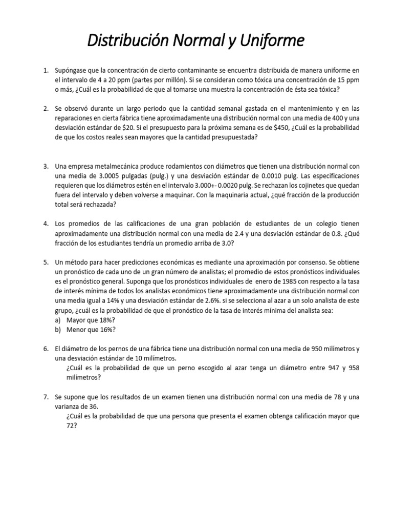 Evidencia Distribución Normal y Uniforme | PDF | Desviación Estándar ...