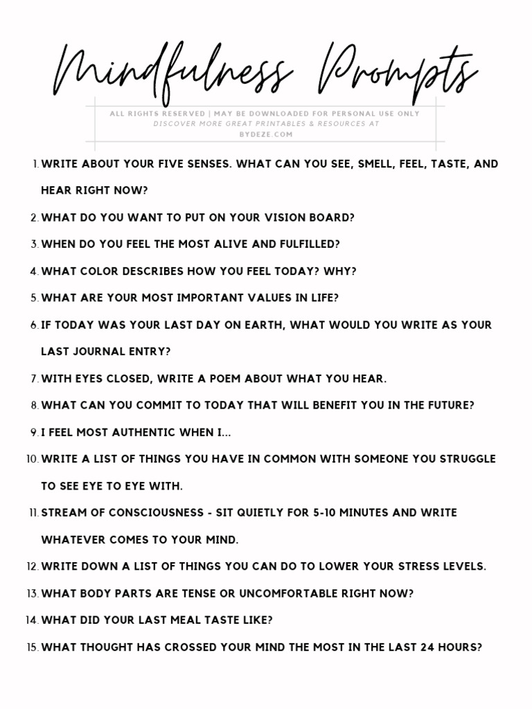 Mindfulness Journaling Prompts | PDF
