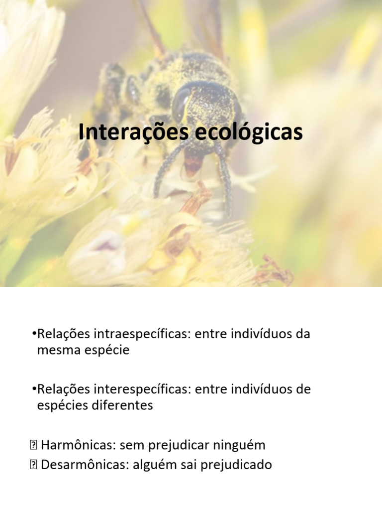 Interações Ecológicas: Tipos e Exemplos | PDF | Ecologia | Biologia