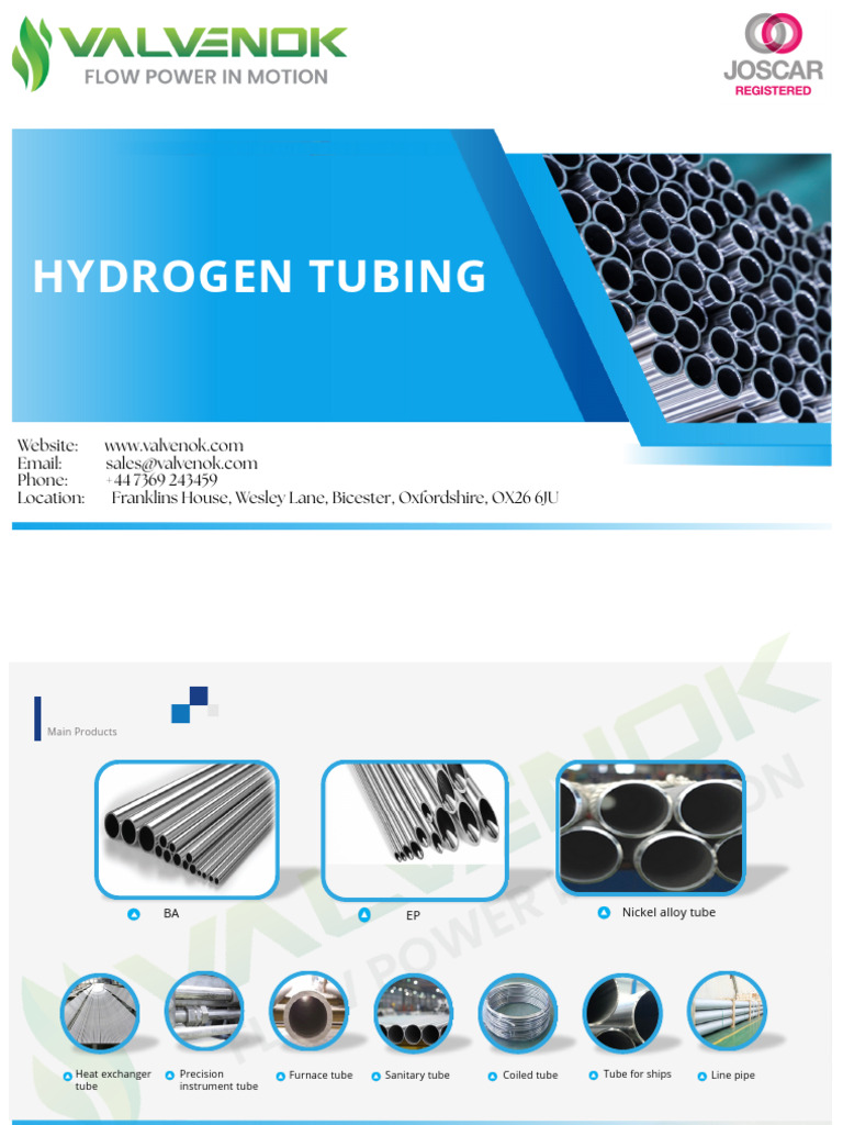 High-Pressure Hydrogen Tubing Solutions | PDF | Pipe (Fluid Conveyance ...