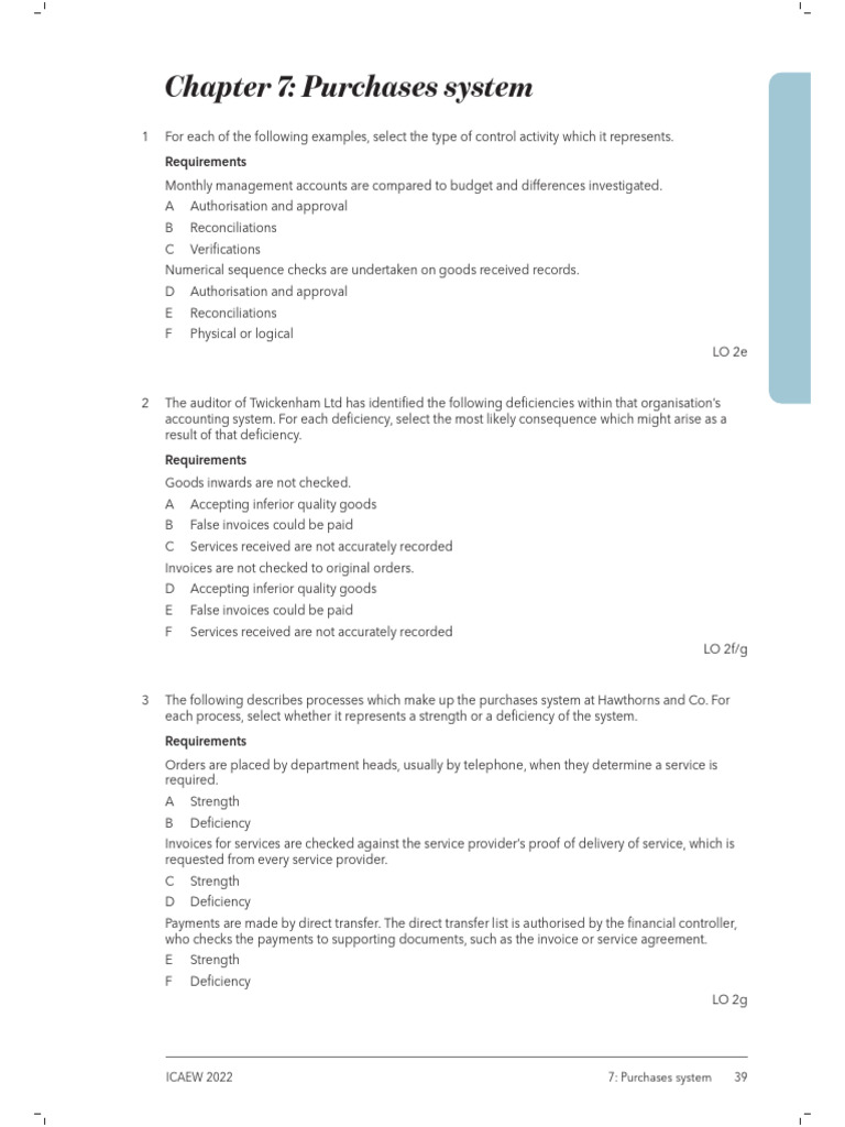 ICAEW Assurance QB - Chapter 7 | PDF | Accounts Payable | Business