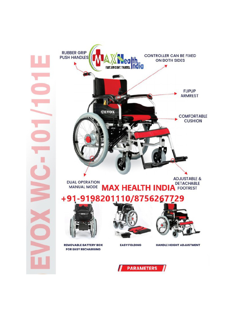 Evox 101 e Electric Wheelchair With Electromagnetic Breaks | PDF