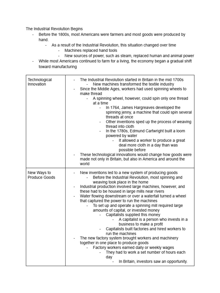 7.1 World History Notes Murray | PDF | Industrial Revolution | Factory