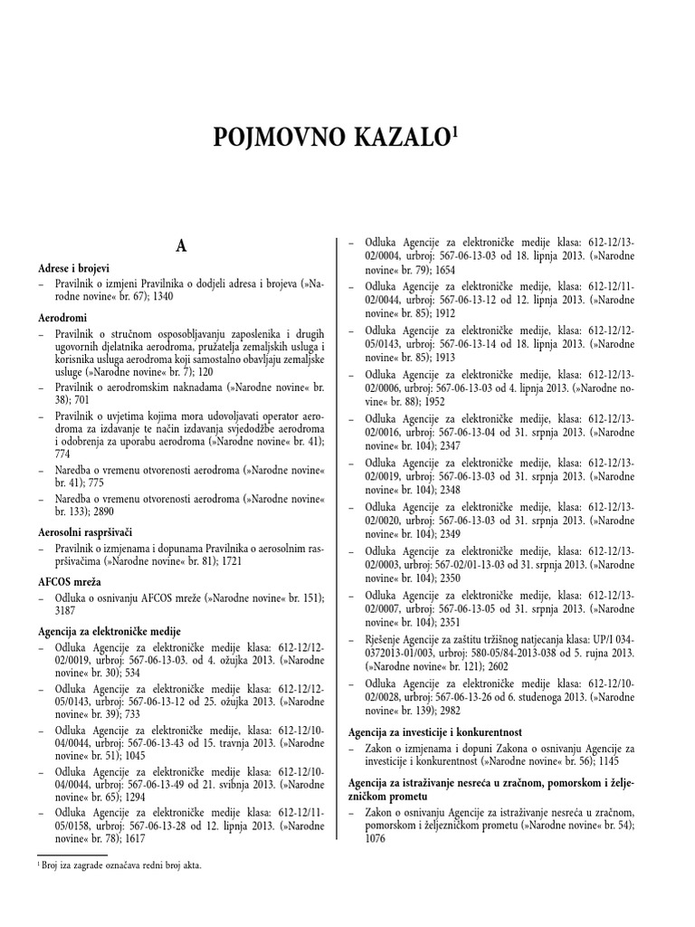 Pojmovno Kazalo: Adrese I Brojevi | PDF