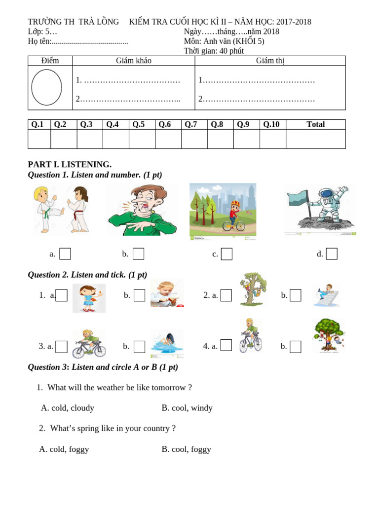 Grade 5 English Final Exam 2018 | PDF | Chess Openings | Chess