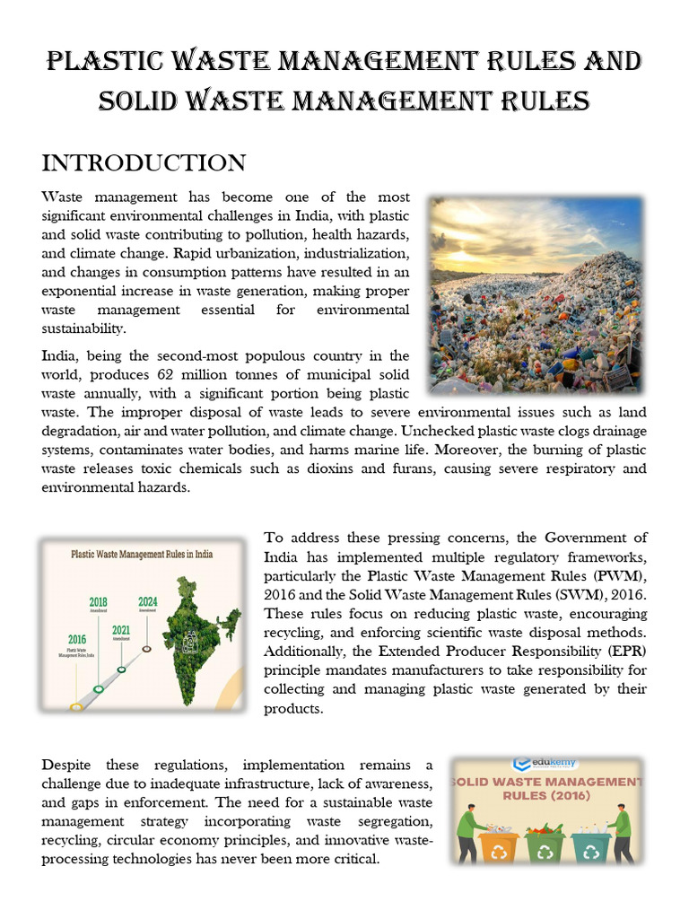 Plastic Waste Management Rules and Solid Waste Management Rules | PDF ...